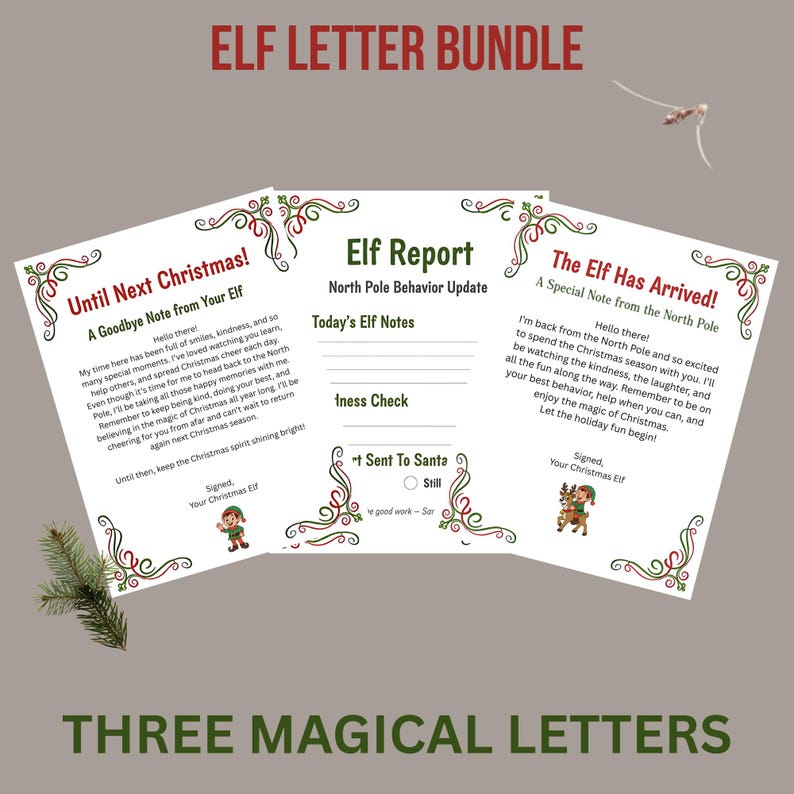 Elf Letter Bundle Printable for Kids, Arrival Note, Daily Report ...