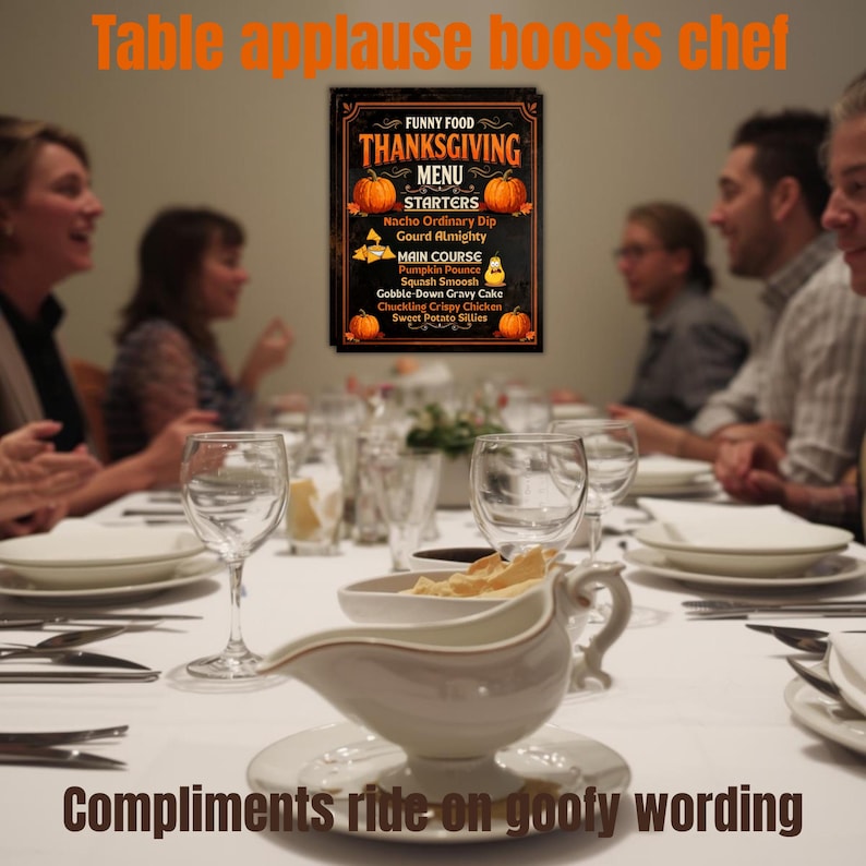 Funny Thanksgiving Menu Printable, Humorous Holiday Table Decor - Etsy