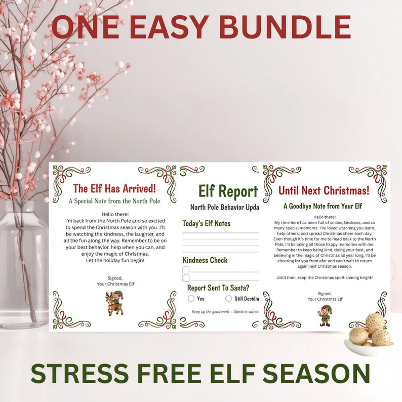Elf Letter Bundle Printable for Kids, Arrival Note, Daily Report ...