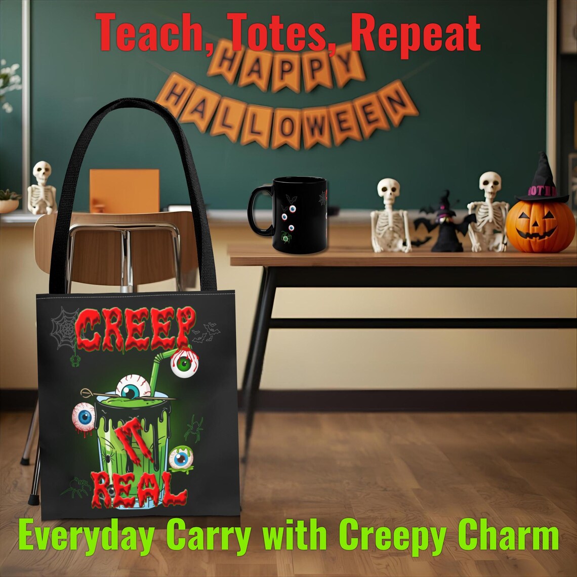 Creep It Real Tote Bag: Funny Spooky Slime Design - Etsy