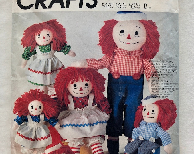 Raggedy Ann Doll Pattern, Raggedy Andy Doll Pattern, Doll Sewing ...