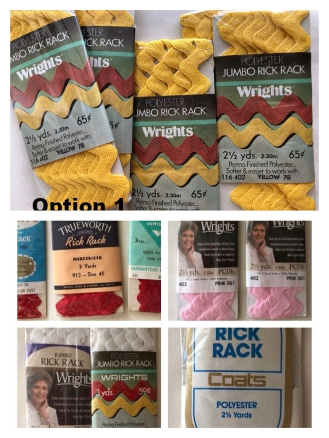 JUMBO Rick Rack Trim Binding, Destash, Vintage Sewing, Rick Rack Ribbon ...