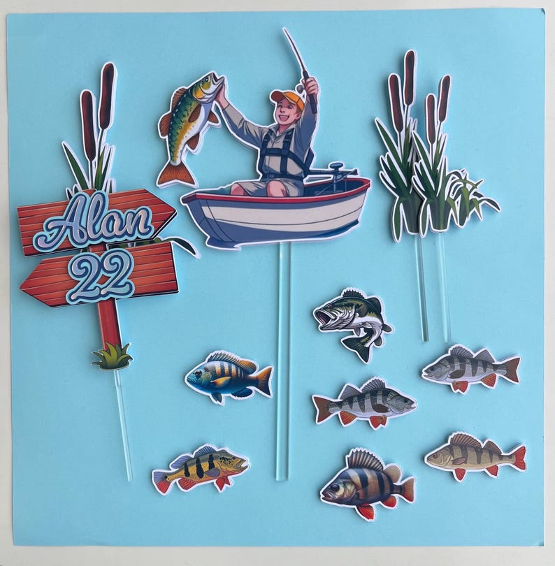 Custom Fishing Cake Topper, Birthday Decorations - Etsy