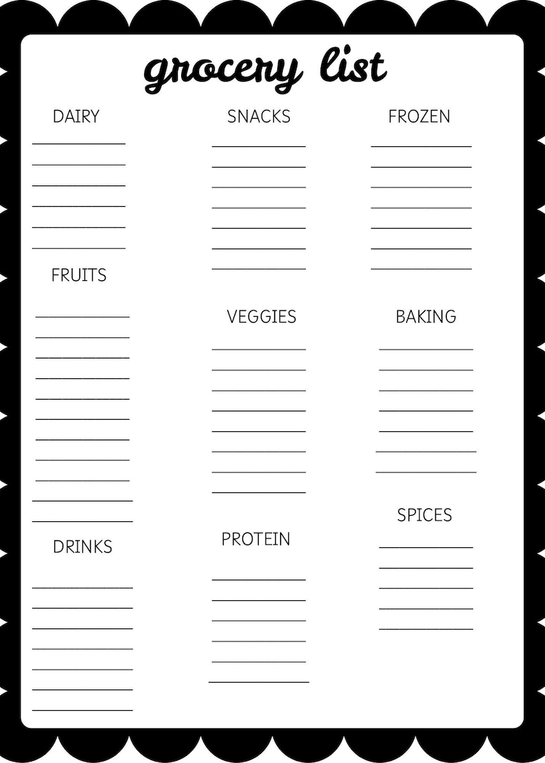 Grocery List, Printable, Instant Download, Daily Panner, Planner, to Do ...