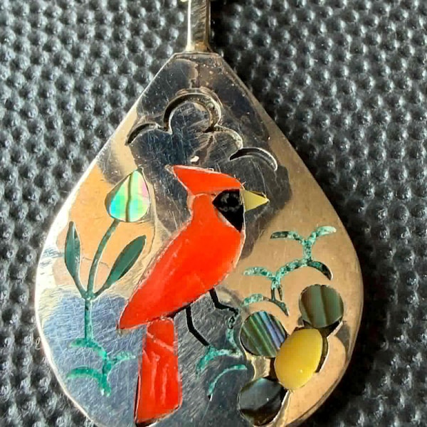 Zuni Inlay Cardinal - Etsy