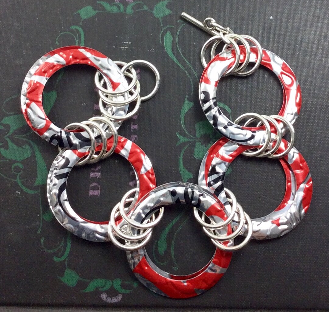 Diet Coke Bracelet of RINGS. Recycled Soda Can Art. Double-sided. Shop ...