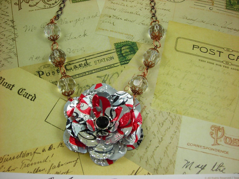 Diet Coke Rose With Crystal Beads Necklace. Recycled Soda Can | Etsy