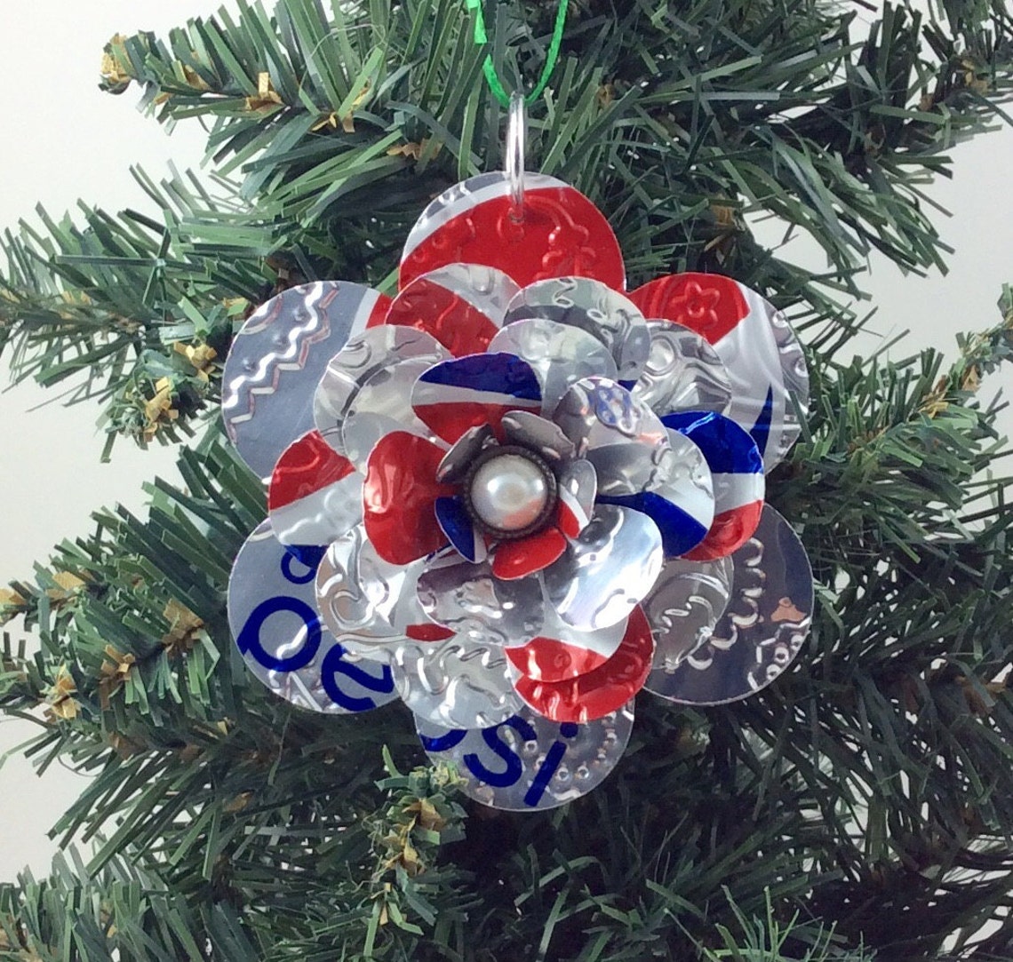 Diet Pepsi Flower Christmas Ornament. Recycled Soda Pop Can Art. Double ...