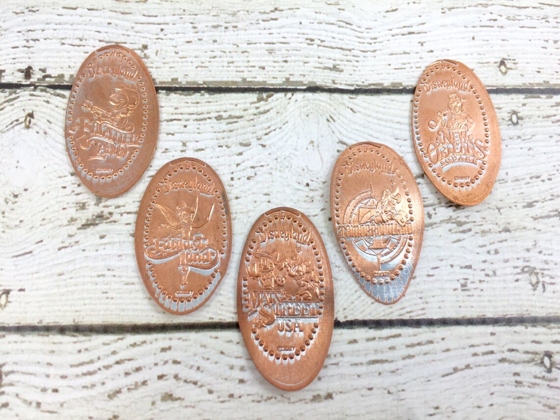Disneyland's 5 PARK LANDS Key Ring Disney Pressed Penny - Etsy