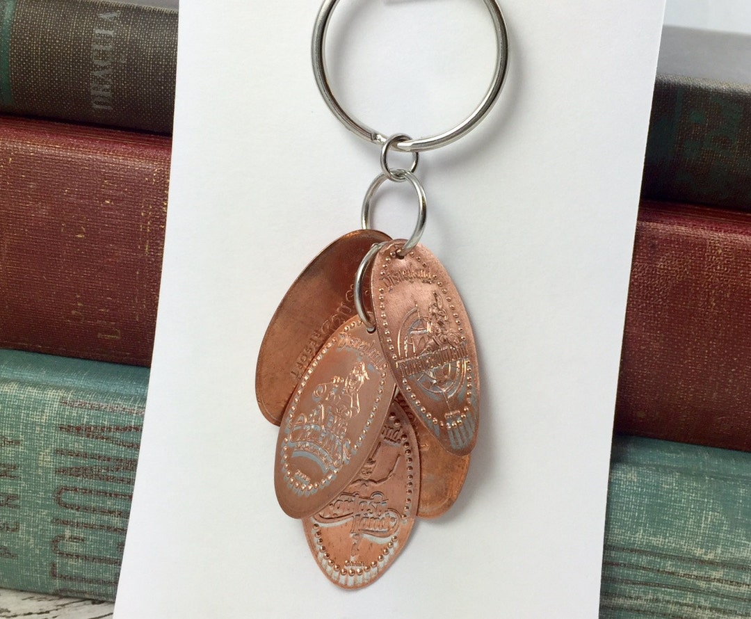 Disneyland's 5 PARK LANDS - Key Ring- Disney Pressed Penny - Etsy