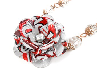 Simple Rose Pendant Necklace MEDIUM Recycled Soda Can Art. | Etsy