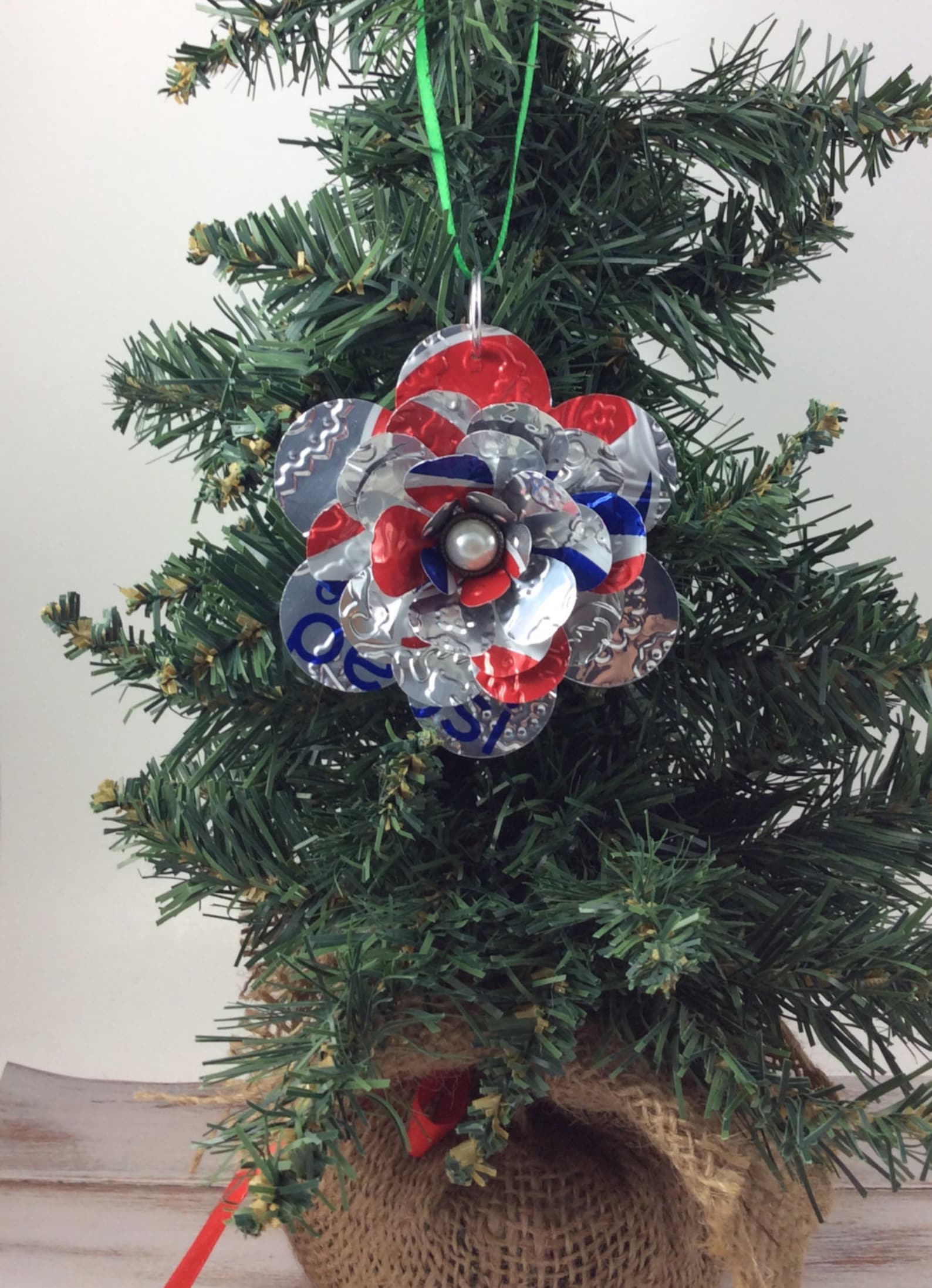 Diet Pepsi Flower Christmas Ornament. Recycled Soda Pop Can Art. Double ...