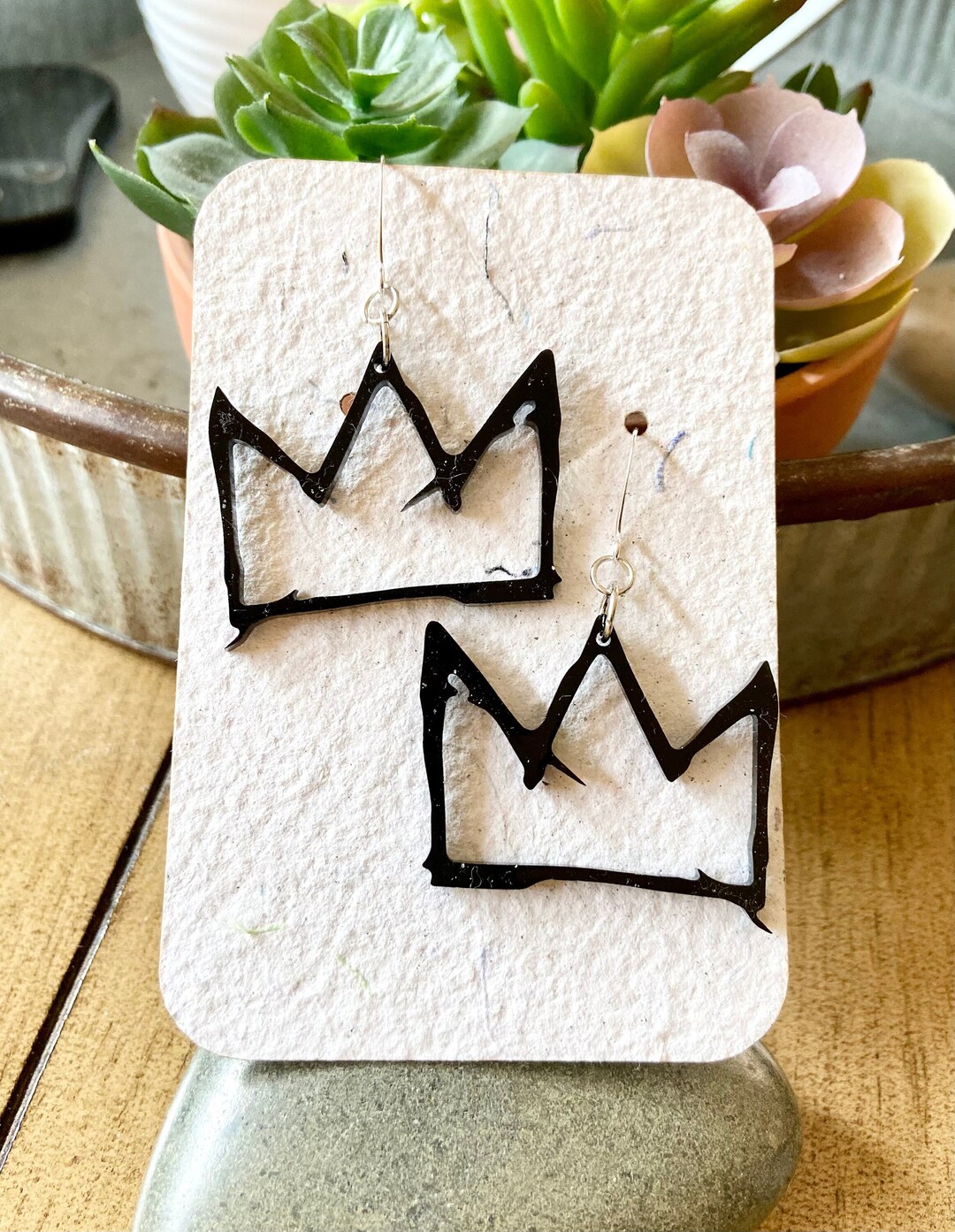 Basquiat Crown Graffiti Earrings. Laser Cut Black Acrylic. Modern Art ...
