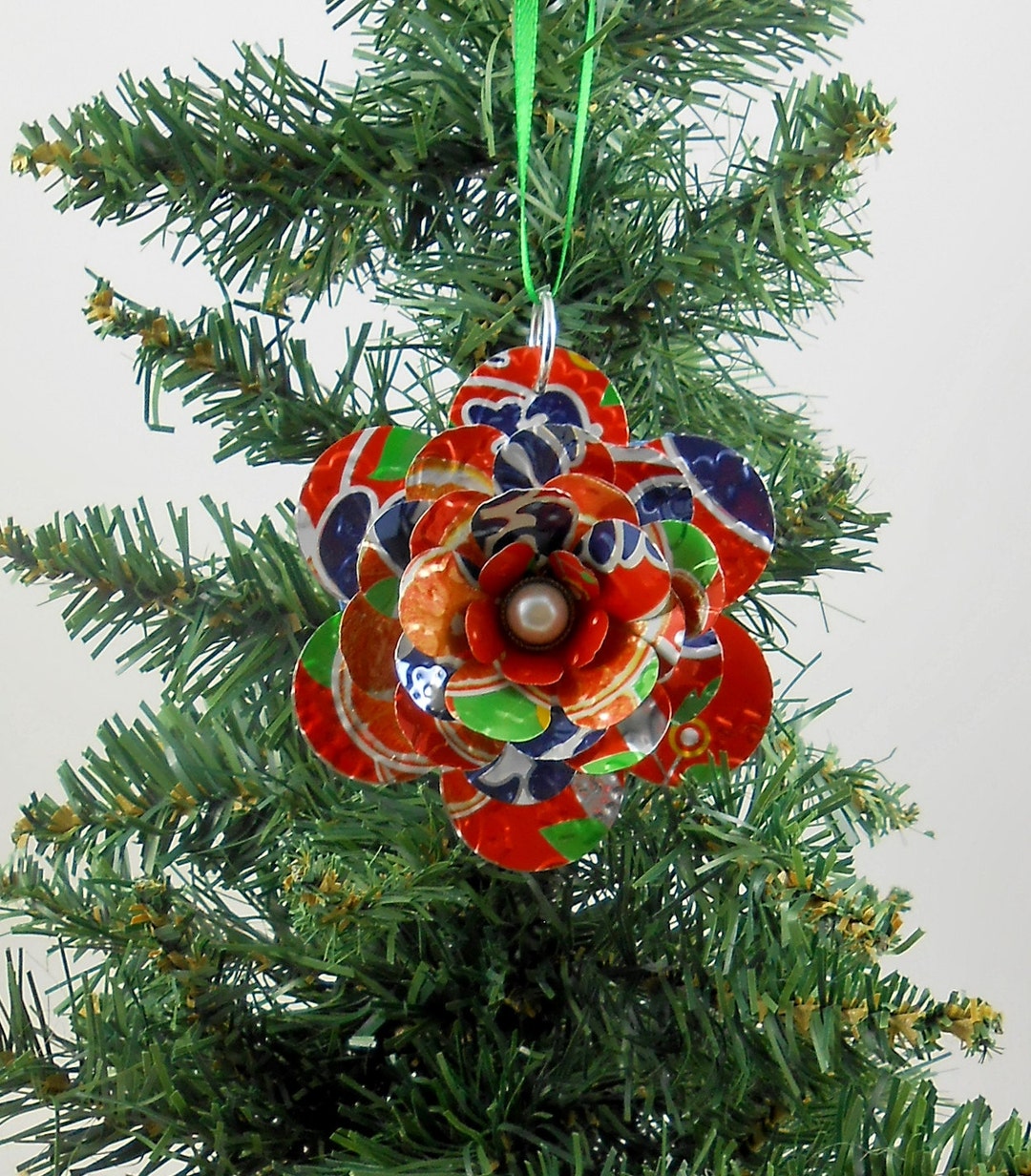 Fanta Flower Christmas Ornament. Recycled Soda Pop Can Art. Double ...