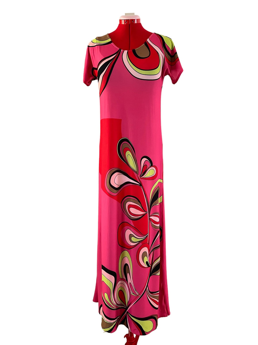 Pink Bold Print Maxi Loose Fitting Dress - Etsy