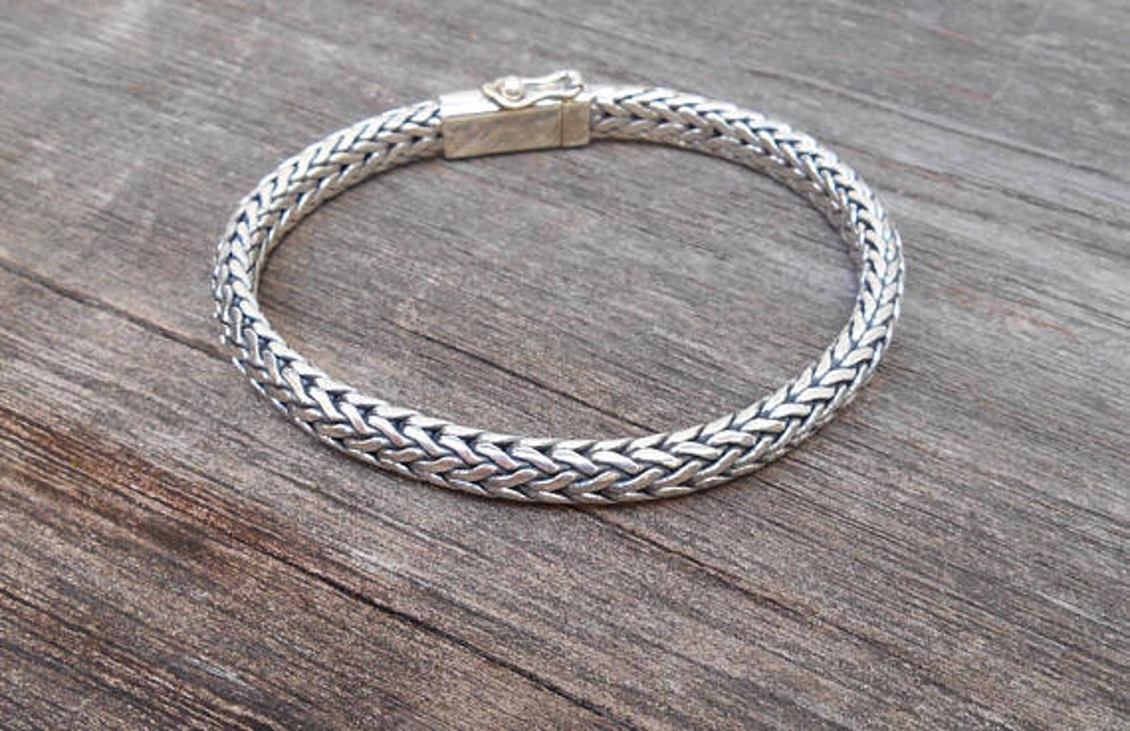 Elegant Solid Thick Sterling Silver Bracelet, Handmade Silver Bracelet ...
