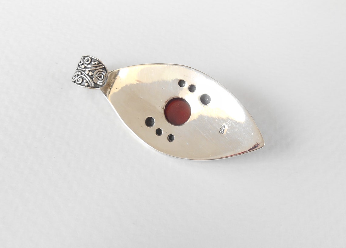 Elegant Sterling Silver Garnet gemstone pendant Silver | Etsy