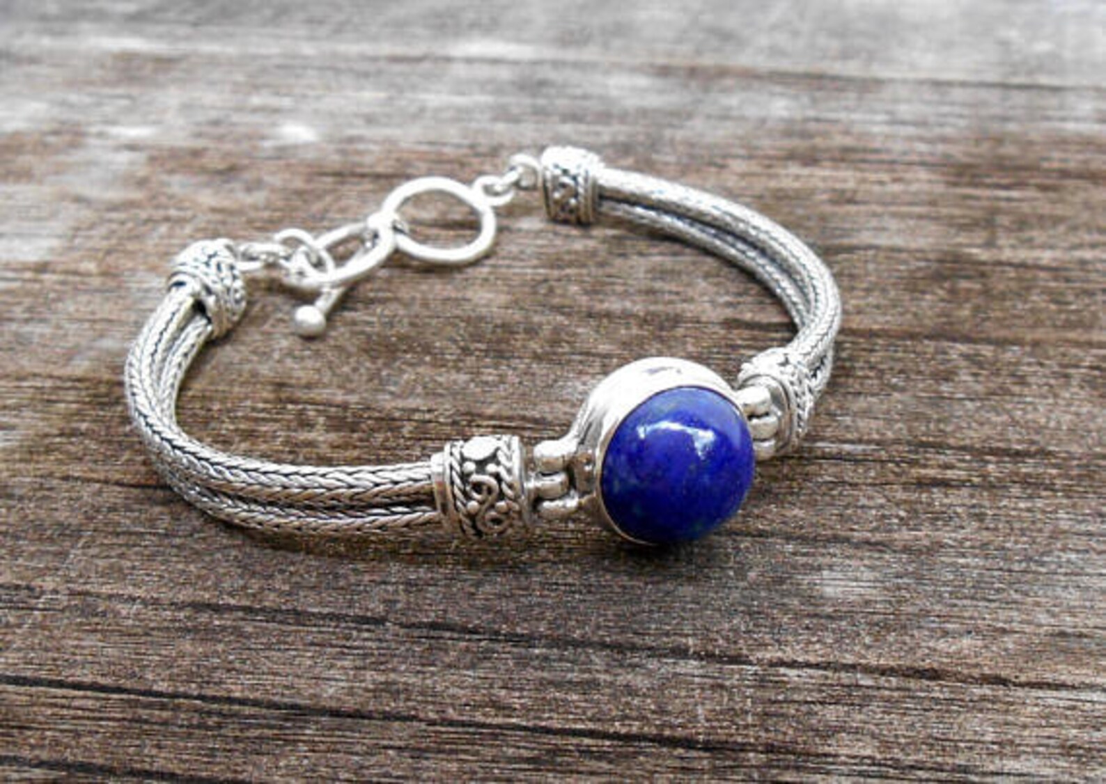 Sterling Silver Chain Bracelet Chain Sterling Silver Lapis - Etsy