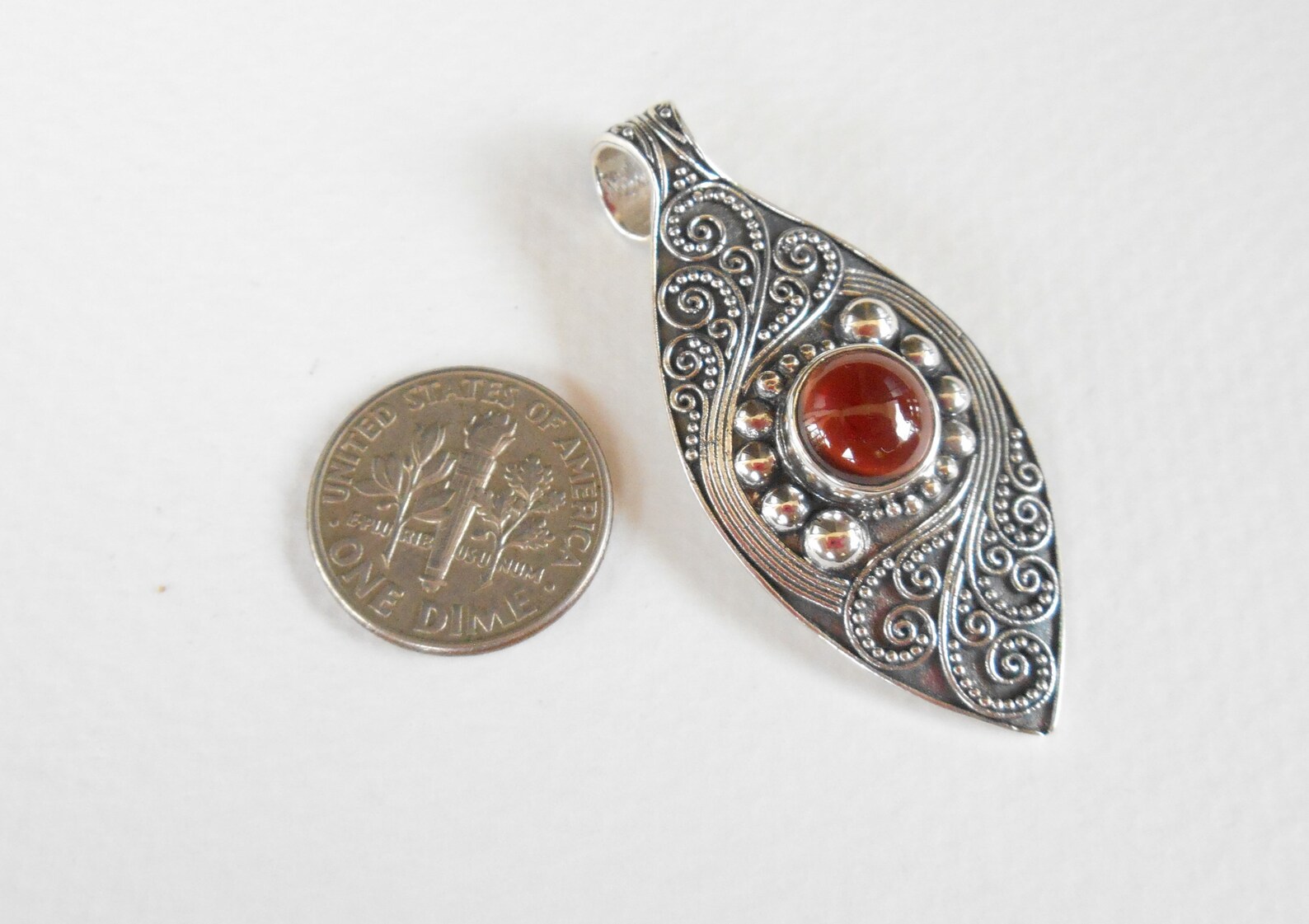 Elegant Sterling Silver Garnet gemstone pendant Silver | Etsy