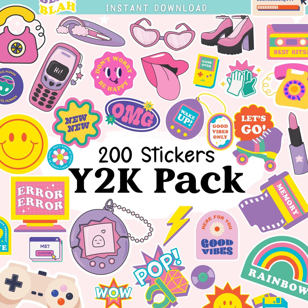 200 Y2K Digital Sticker Pack 90s Retro Digital Planner Sticker Bundle ...
