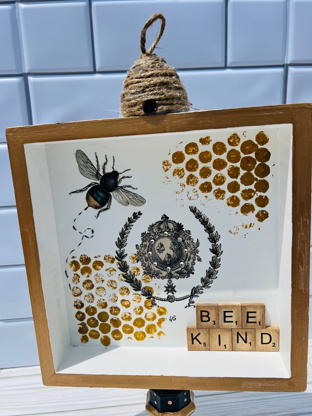 Bee Kind Display Stand, Honey Comb, Glass Stand, Rhinestones, Hive - Etsy