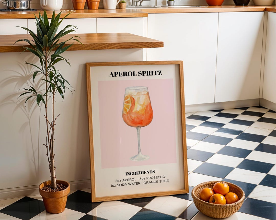 Aperol Spritz Wall Art Print, Bar Cart Print Decor, Coastal Italian ...