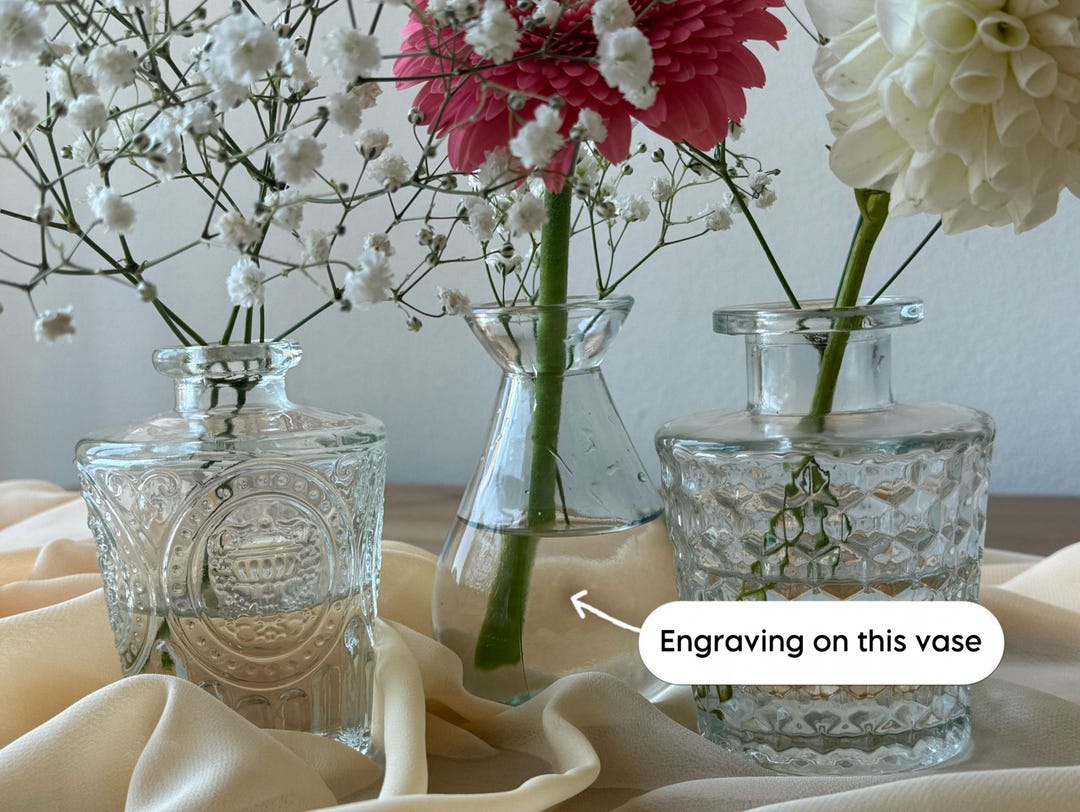 Set of 3 Vintage-style Glass Bud Vases – Textured Mini Vases for ...