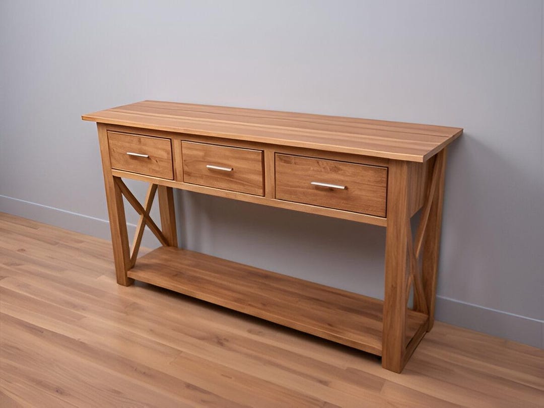 DIY Console Table Build Plans: Woodworking Furniture With Drawers (PDF ...