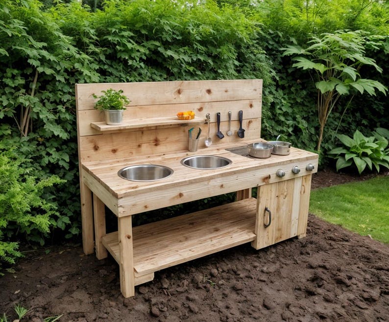 Kids Mud Kitchen Build Plan: Outdoor Play Kitchen (PDF Download) - Etsy ...