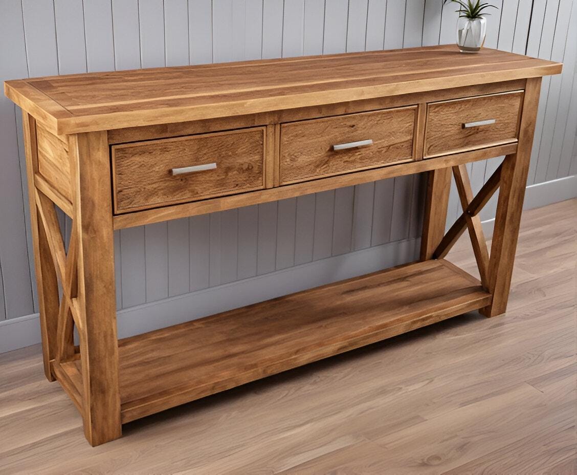 DIY Console Table Build Plans: Woodworking Furniture With Drawers (PDF ...