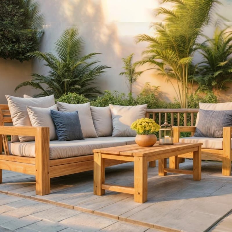 Wooden Patio Chair Set - Etsy