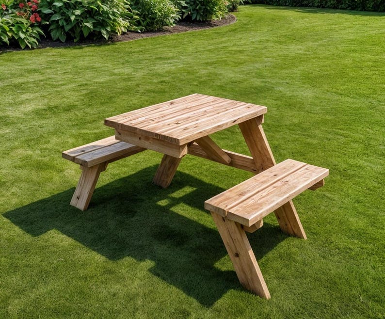 2 in 1 Person Picnic Table Bench Plan: Outdoor Bench, Woodworking Plans ...