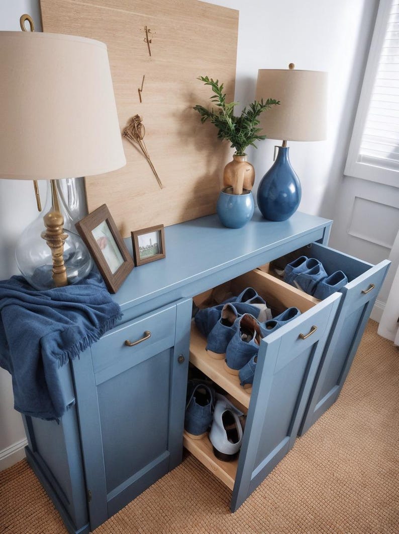 DIY Shoe Storage Cabinet Plans: Entryway Organizer Woodwork (PDF Plan ...
