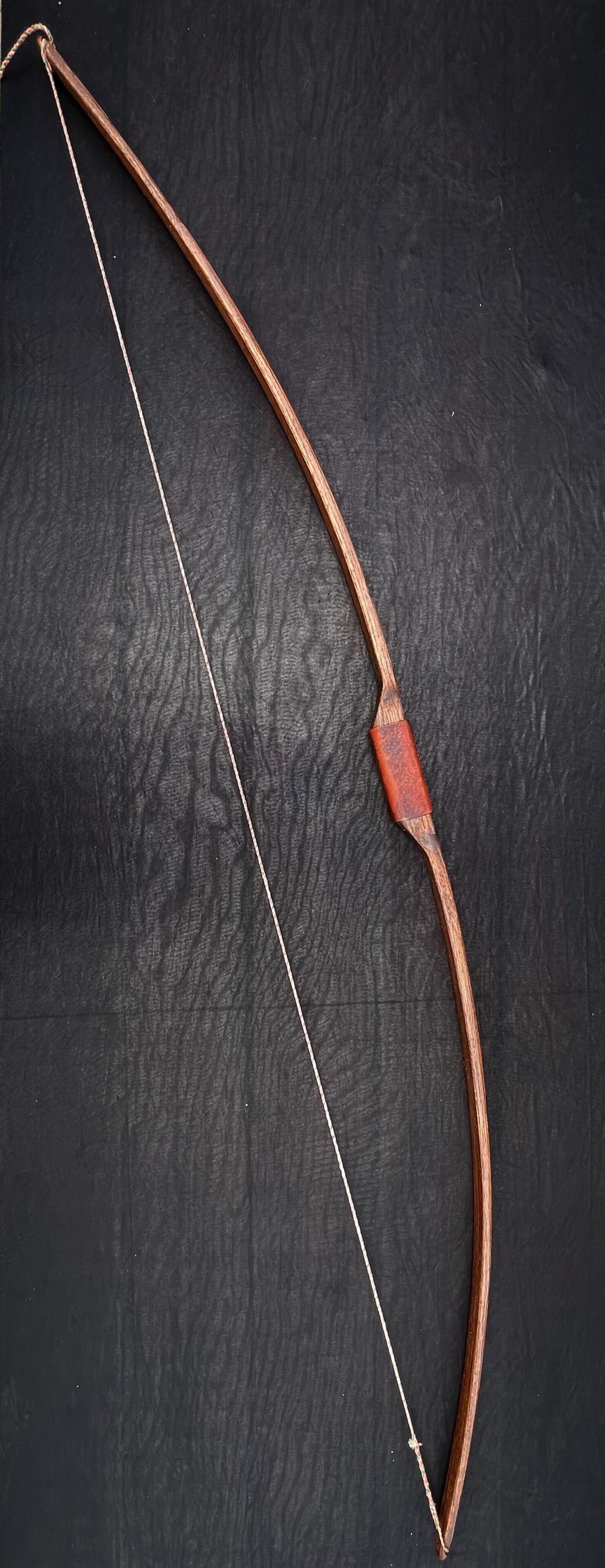70 " Longbow, 50# @ 30", Solid Wood Red Oak, Leather Wrap, With String ...