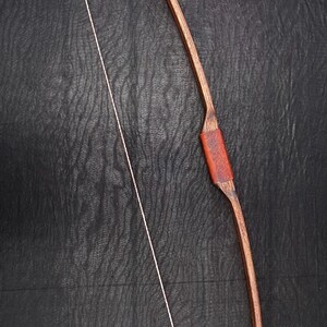 70 " Longbow, 50# @ 30", Solid Wood Red Oak, Leather Wrap, With String ...