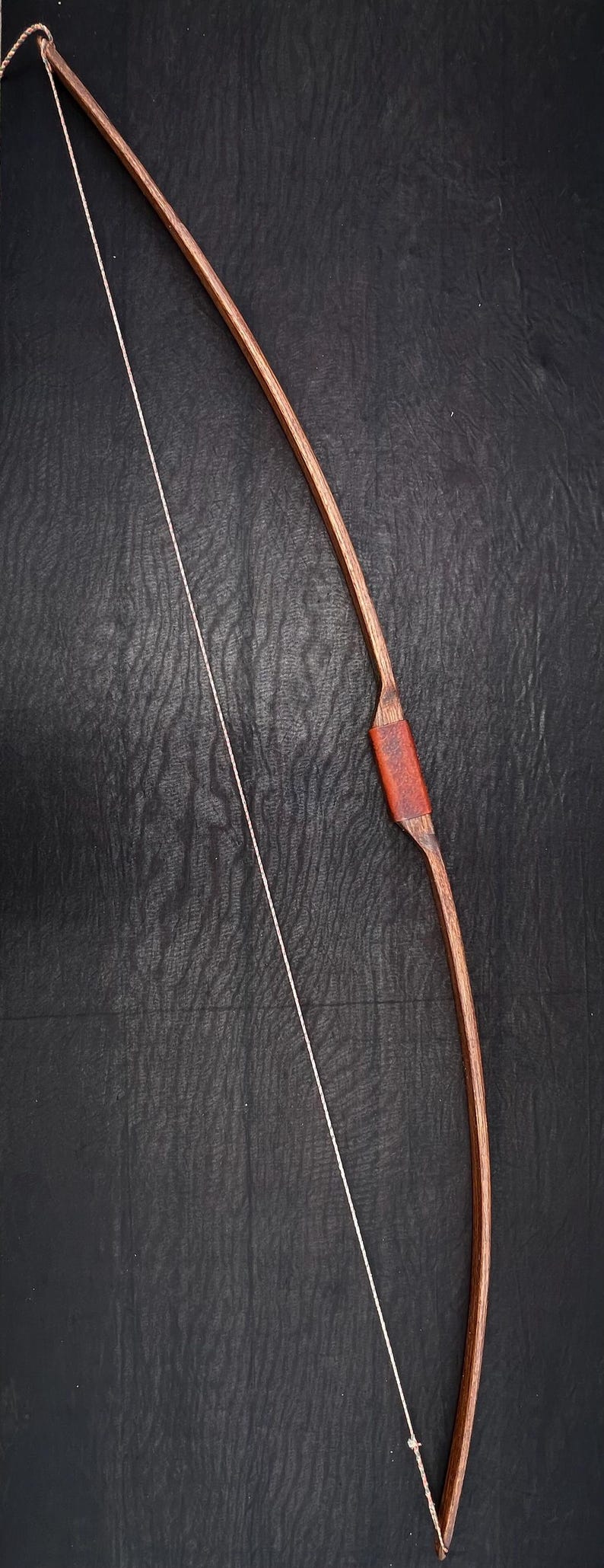 70 " Longbow, 50# @ 30", Solid Wood Red Oak, Leather Wrap, With String ...