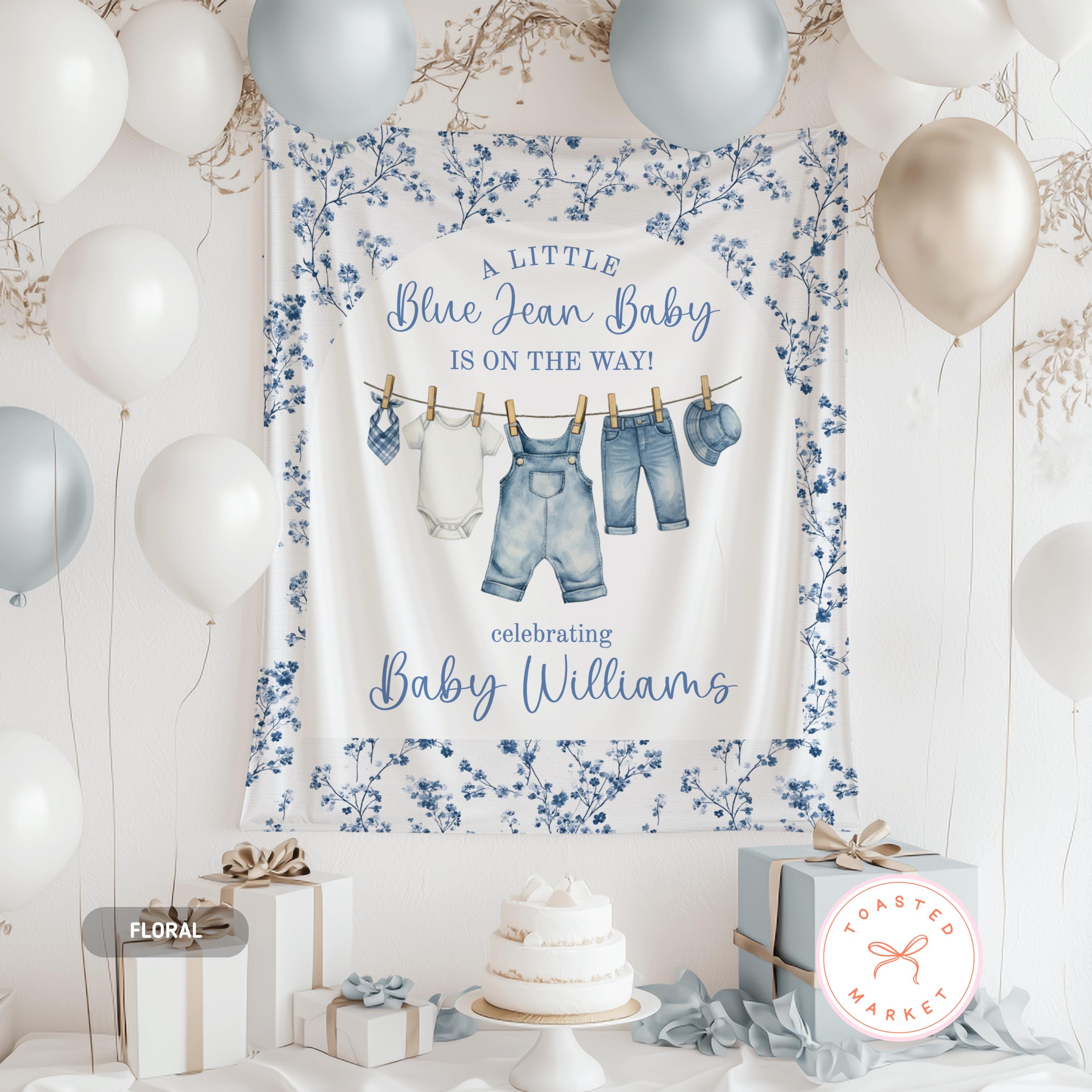 Blue Jean Baby Shower Banner, Denim Baby Shower Backdrop, Blue Jean ...