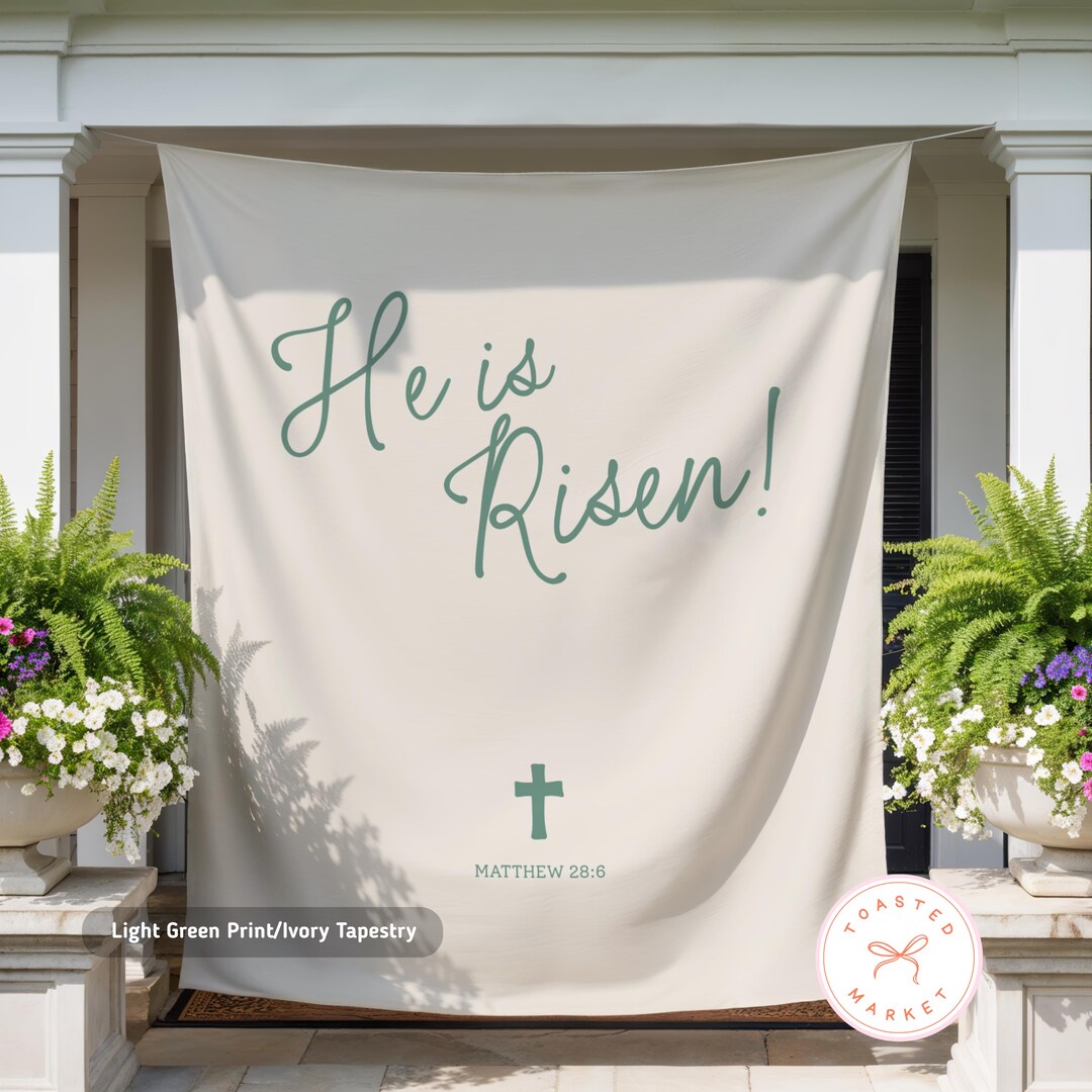 He is Risen Easter Banner, Christian Easter Wall Tapestry, Christian ...