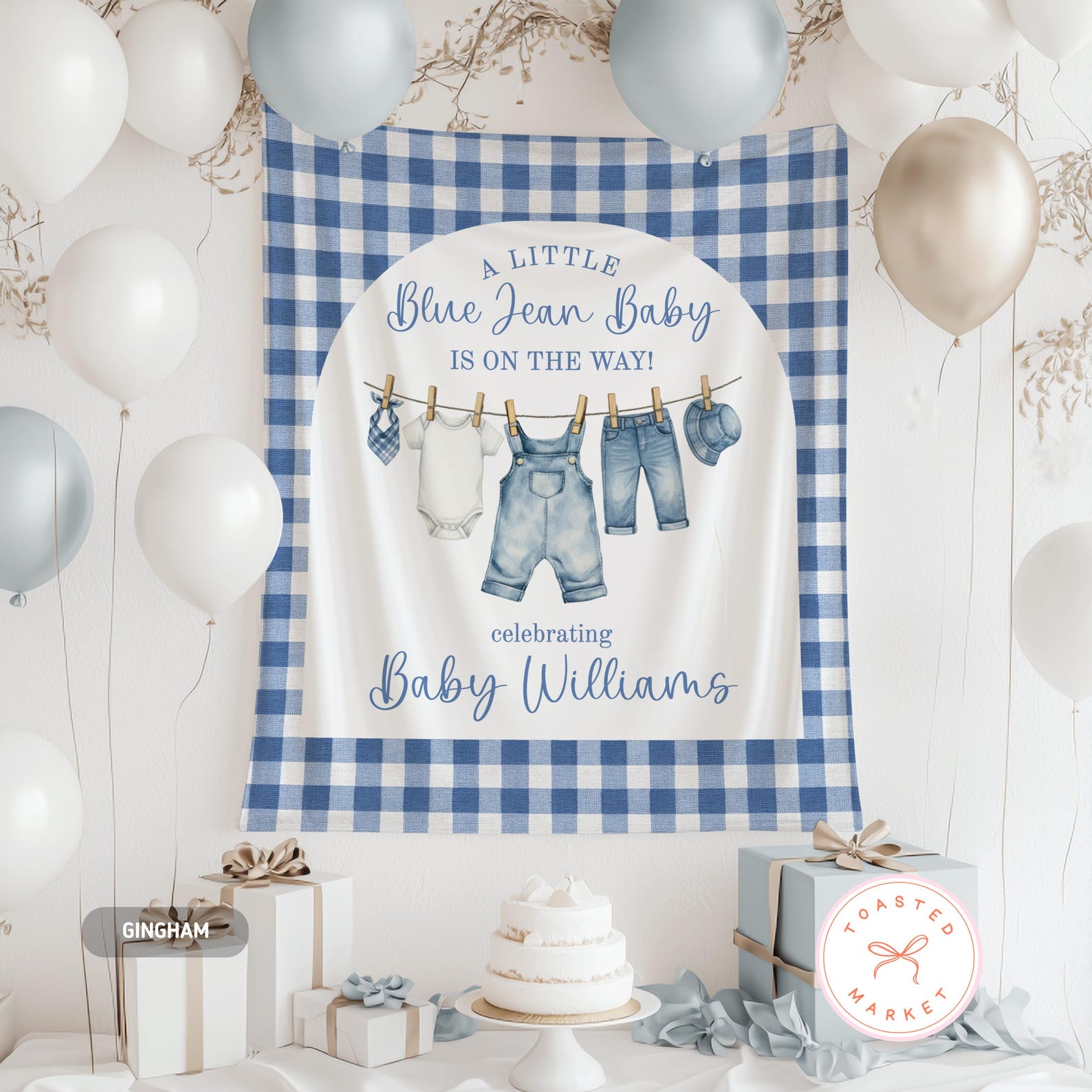 Blue Jean Baby Shower Banner, Denim Baby Shower Backdrop, Blue Jean ...