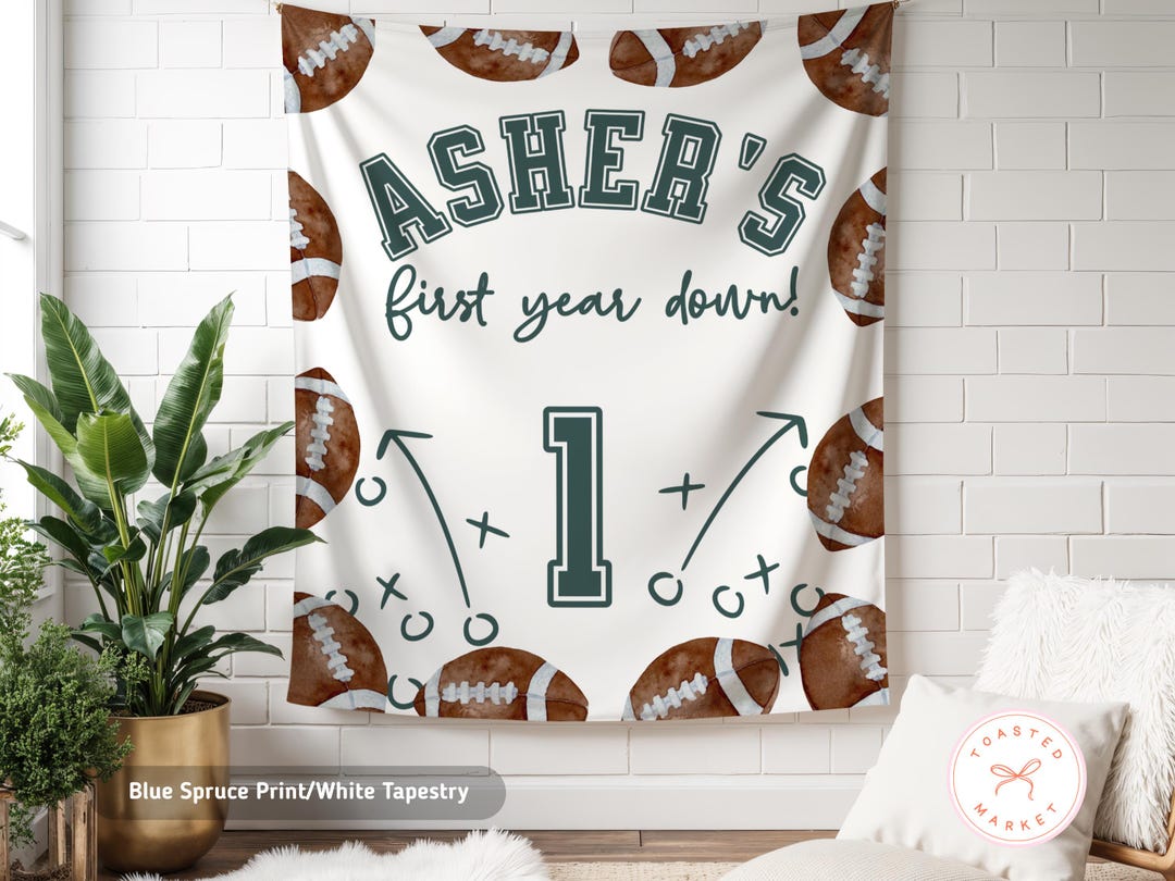 First Year Down Birthday Banner, First Down Birthday Wall Tapestry, 1st ...
