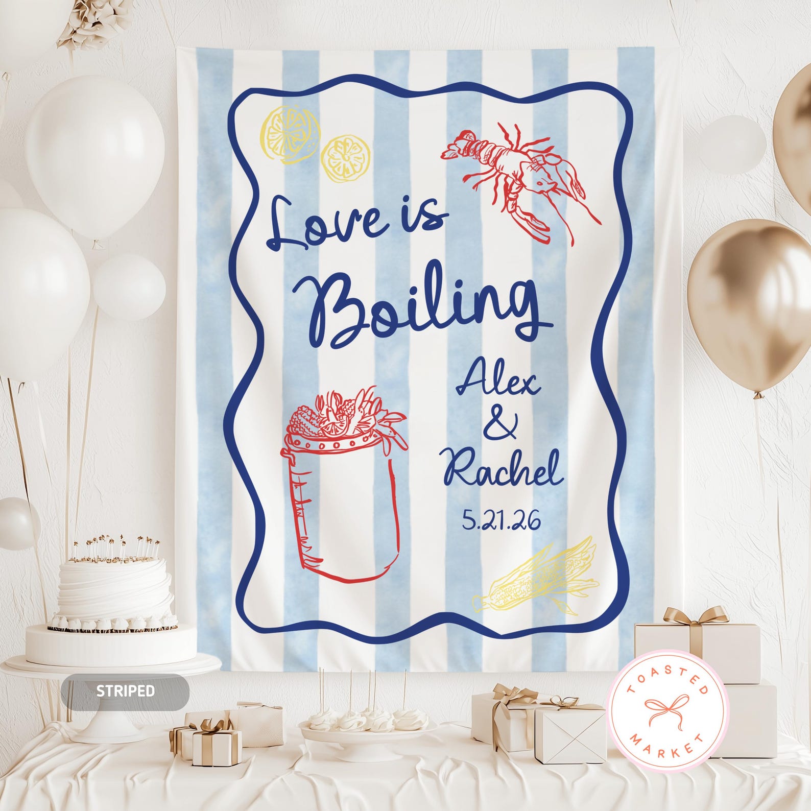 Crawfish Boil Engagement Party Banner, Love is Boiling Bridal Shower ...