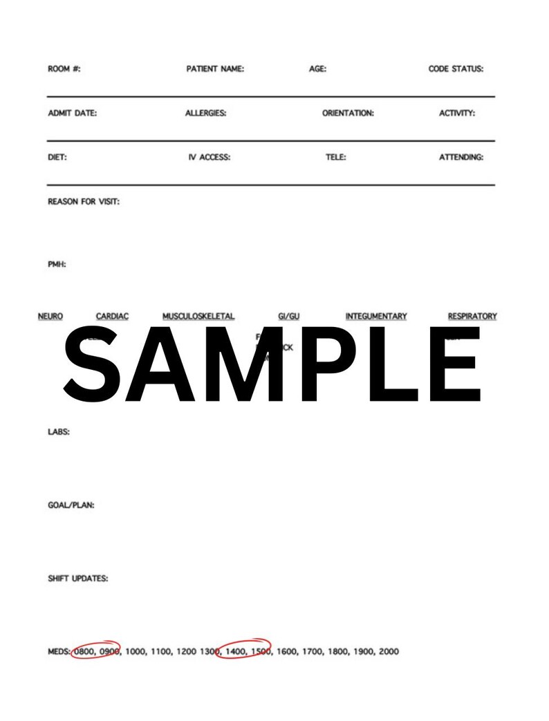 Printable Nurse Report Sheet | Shift Change Report Template | Easy ...