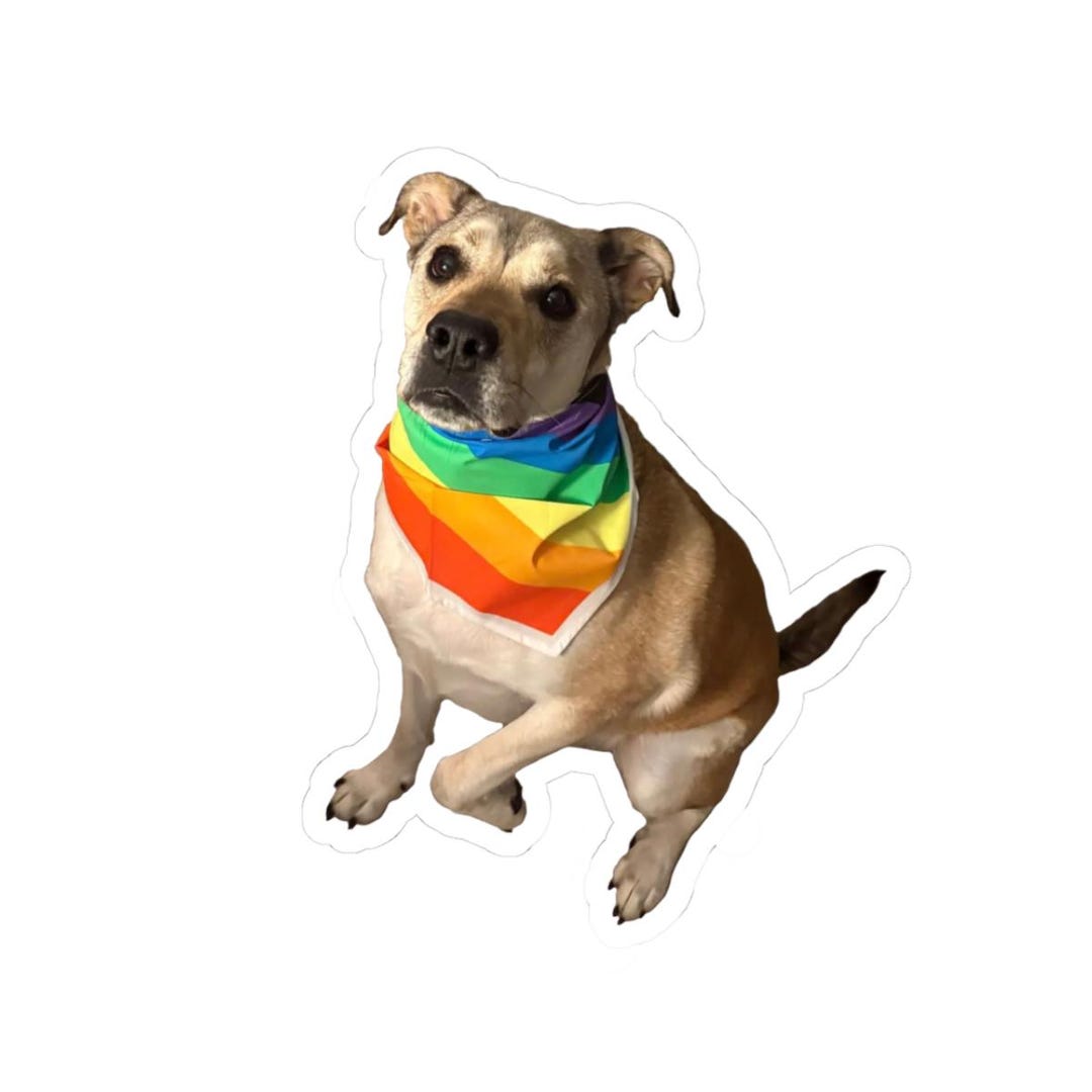 Pride Dog Sticker | Cute LGBTQ Rainbow Bandana Dog Decal | Gay Pride ...