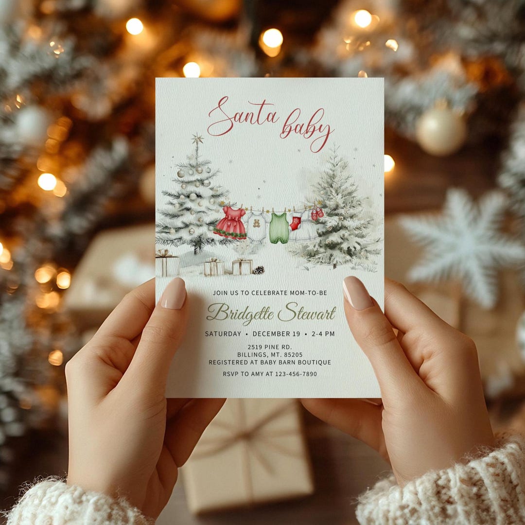 Editable Santa Baby Shower Invitation: Clothesline Design (digital ...