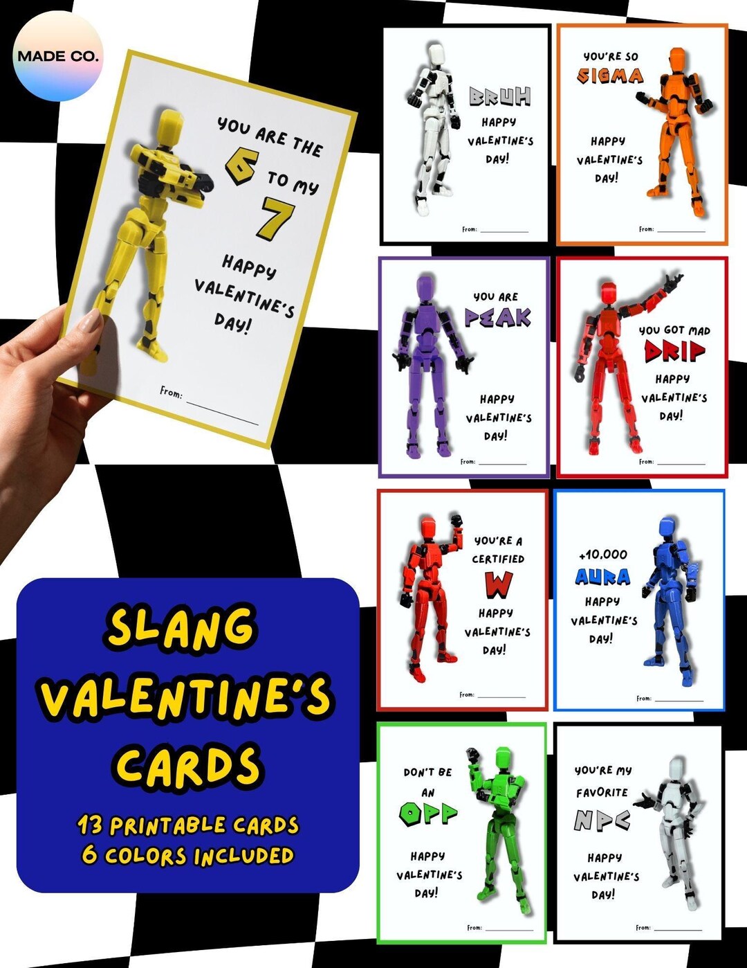 Printable Gen Alpha Slang Meme Classroom Valentine Cards Boys | Instant ...