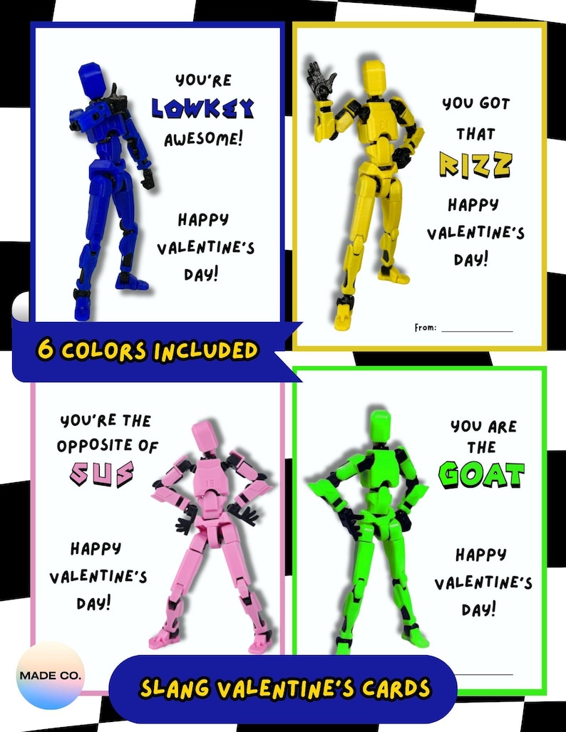 Printable Gen Alpha Slang Meme Classroom Valentine Cards Boys | Instant ...