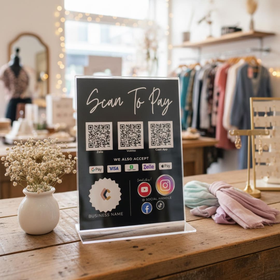 Scan to Pay Qr Code Printable Cash App Zelle Venmo Payment Signs ...