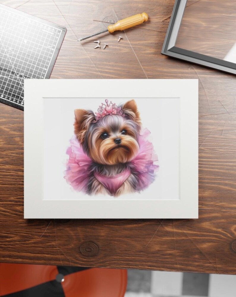 Adorable Yorkie Art Print With Passepartout Frame, Dog Lover Gift, Pet ...