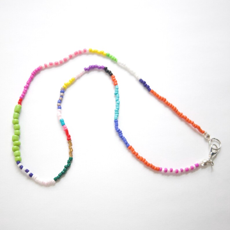 Rainbow Whimsy Beaded Necklace – Handmade Multicolor Boho Jewelry Gift ...