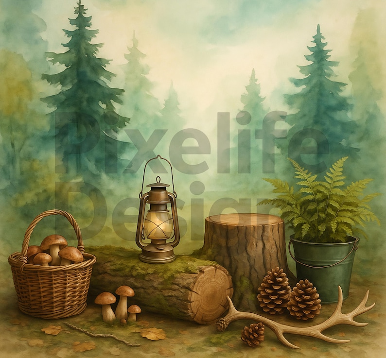 Forest & Sea Watercolor Backdrops Bundle – 12 Digital Backgrounds in 3 ...